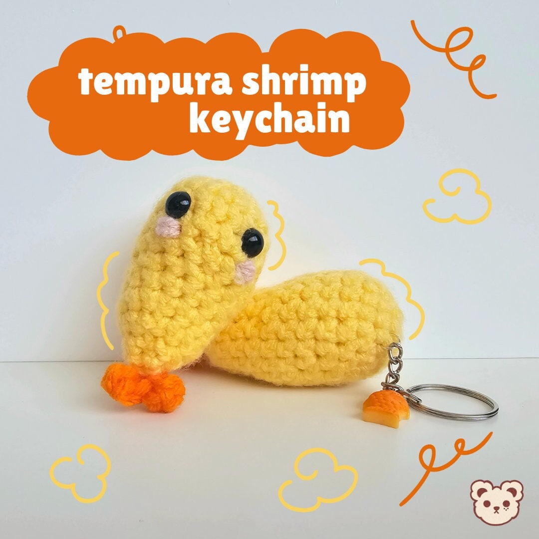 Crochet Tempura Shrimp Keychain - Etsy