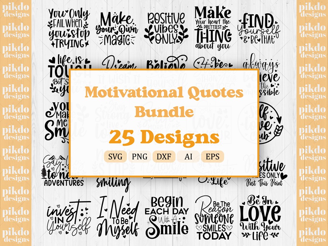Motivational Quotes SVG Bundle, Positive Affirmations (digital Files ...