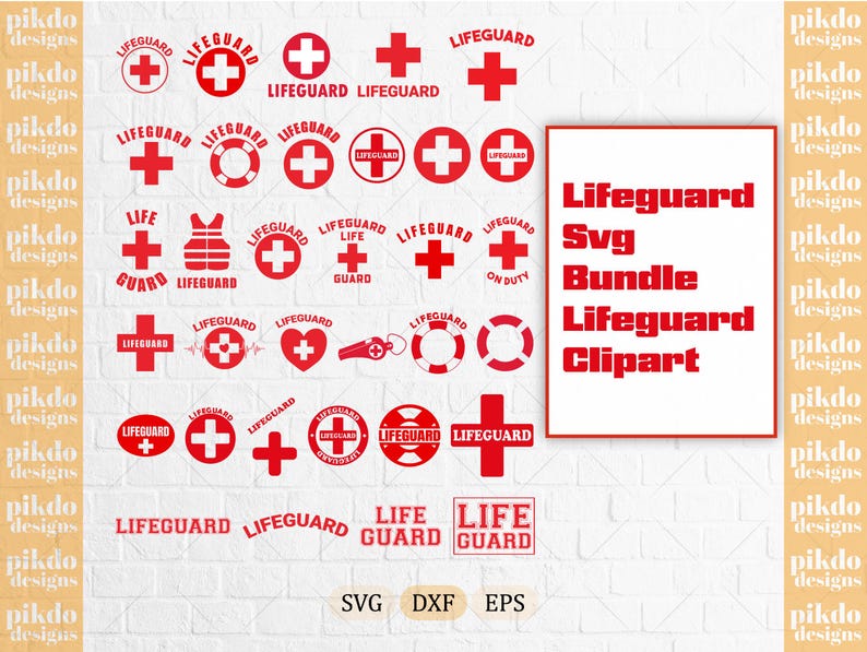 Lifeguard SVG Clipart Bundle - Red Cross Designs (digital Download) - Etsy