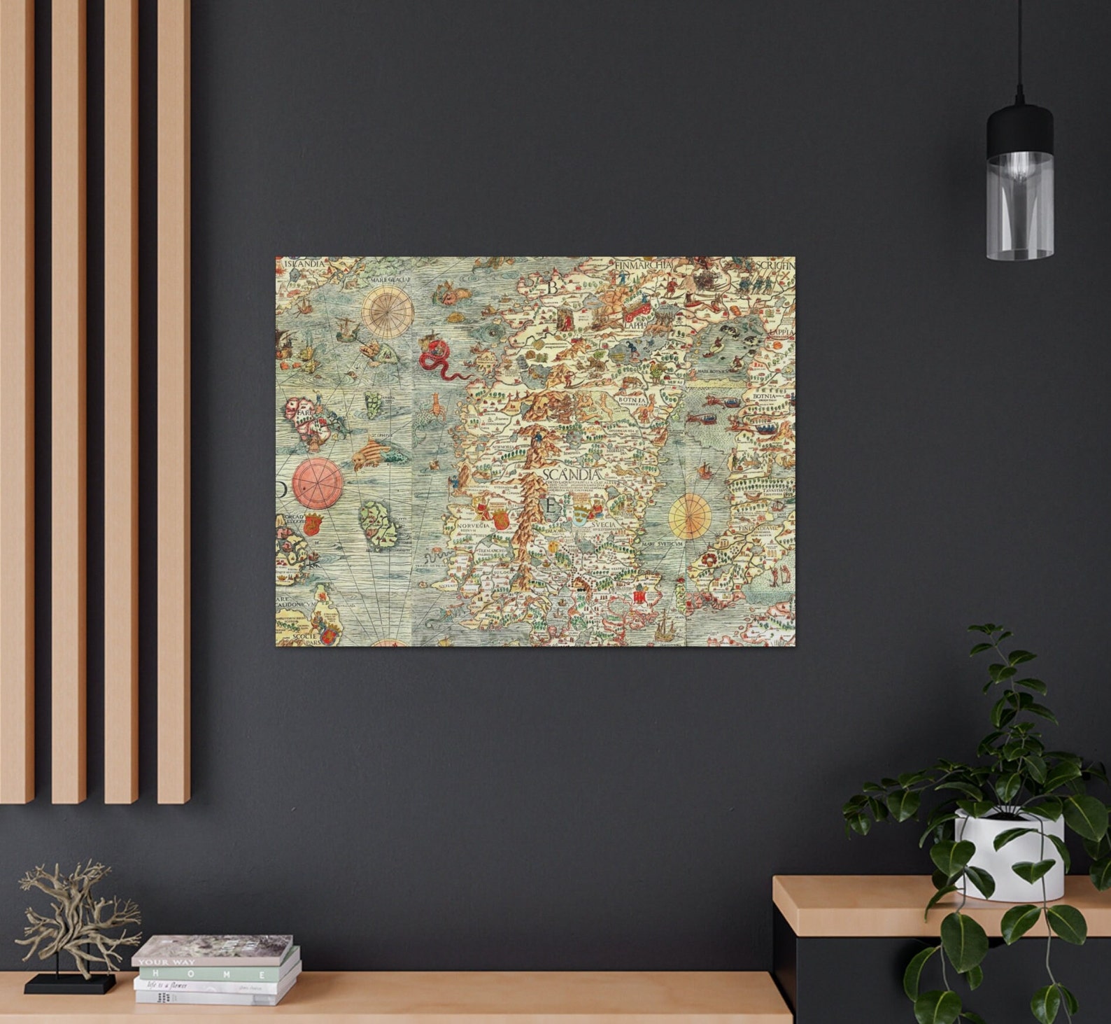 Old Map Scandinavia Wall Art, Old Map Wall Art, Scandinavia Wall Art ...