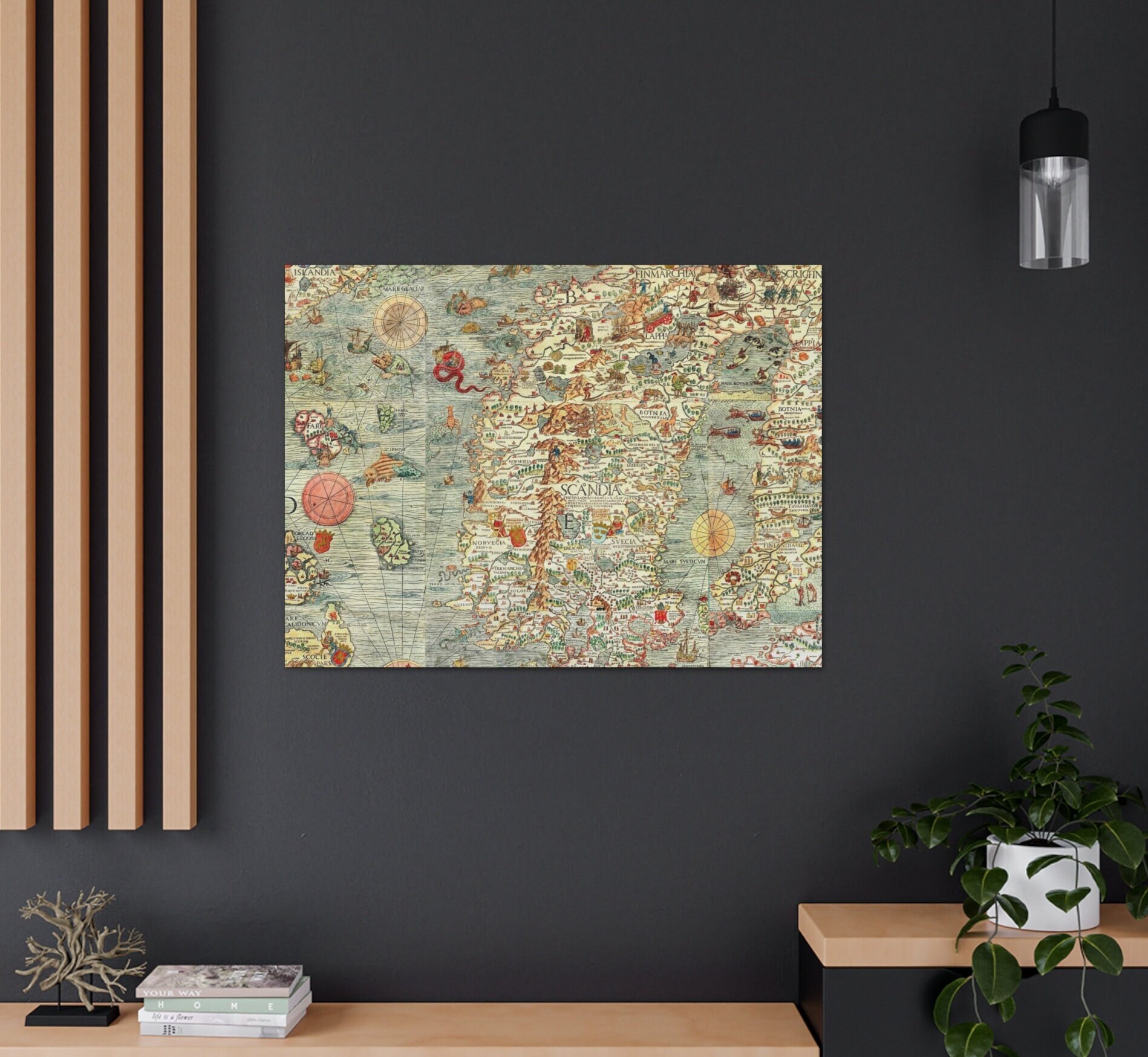 Old Map Scandinavia Wall Art, Old Map Wall Art, Scandinavia Wall Art ...