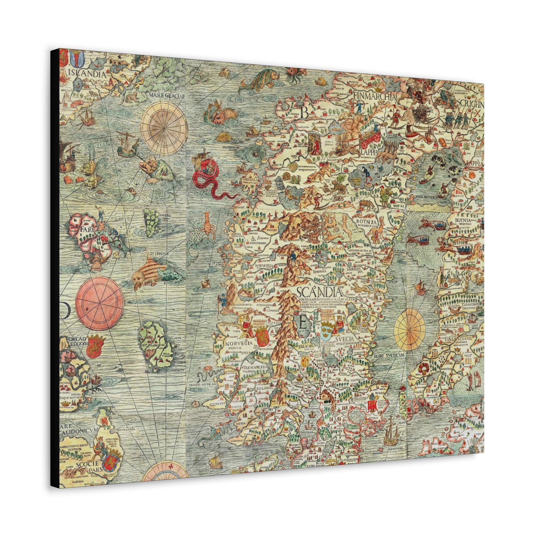 Old Map Scandinavia Wall Art, Old Map Wall Art, Scandinavia Wall Art ...