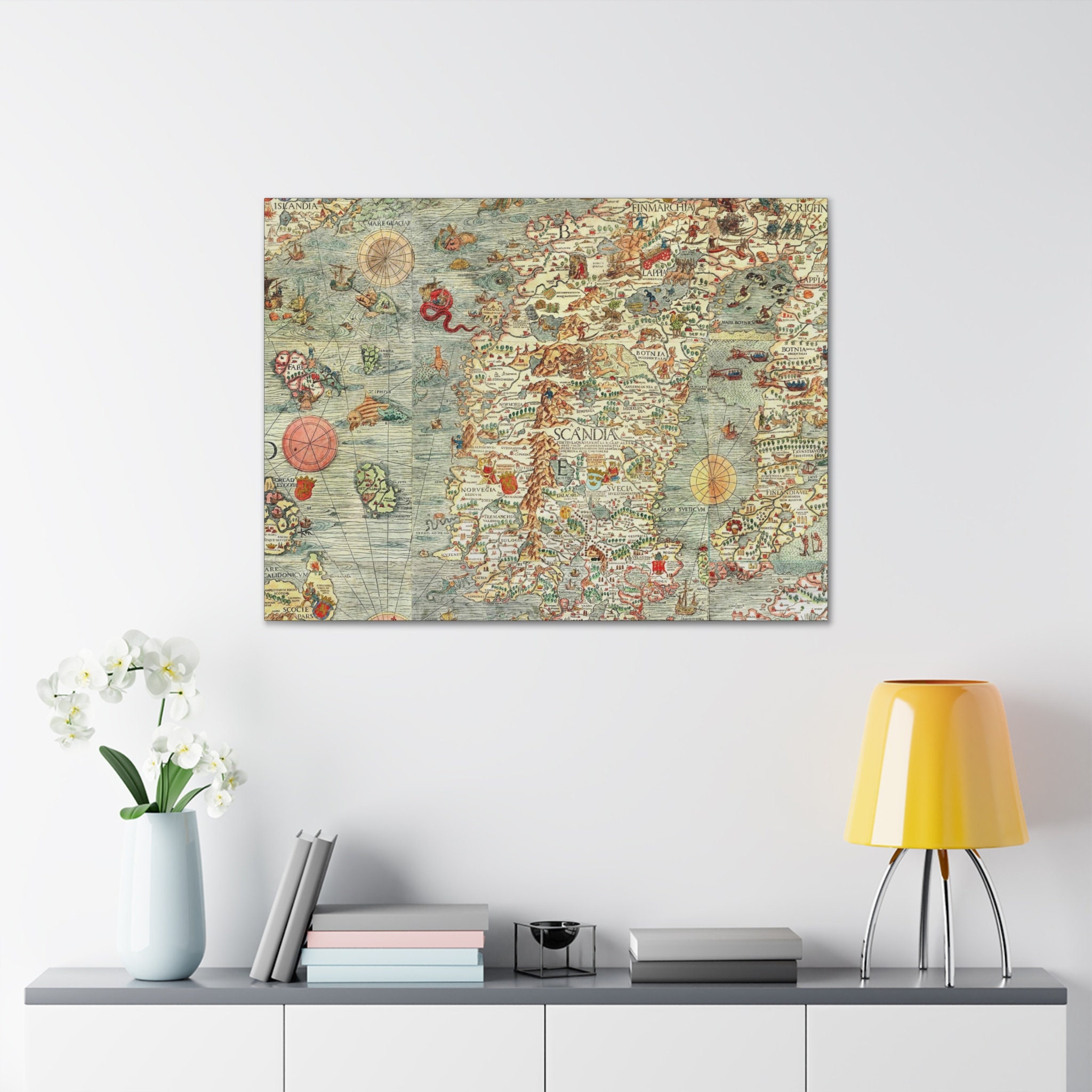 Old Map Scandinavia Wall Art, Old Map Wall Art, Scandinavia Wall Art ...