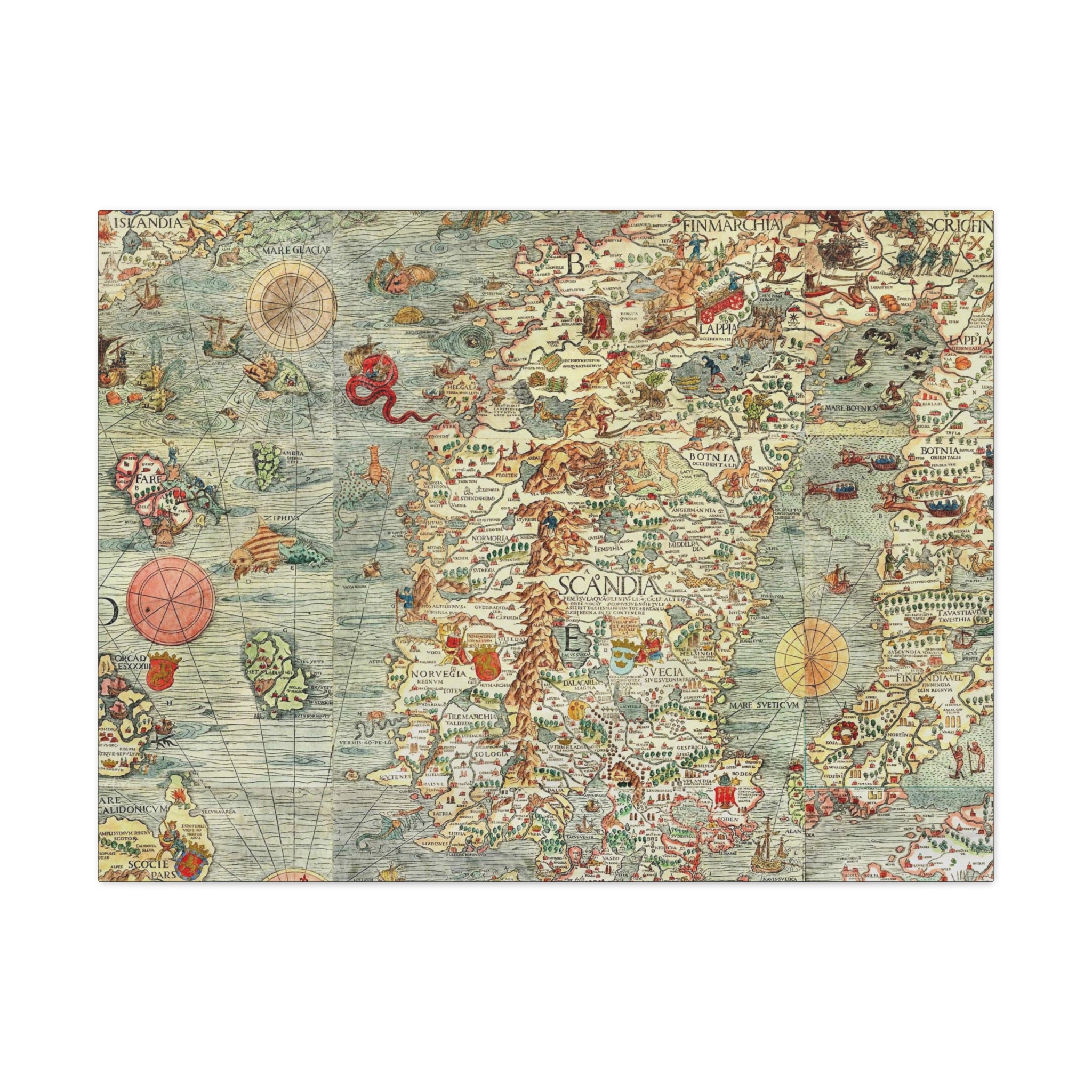 Old Map Scandinavia Wall Art, Old Map Wall Art, Scandinavia Wall Art ...