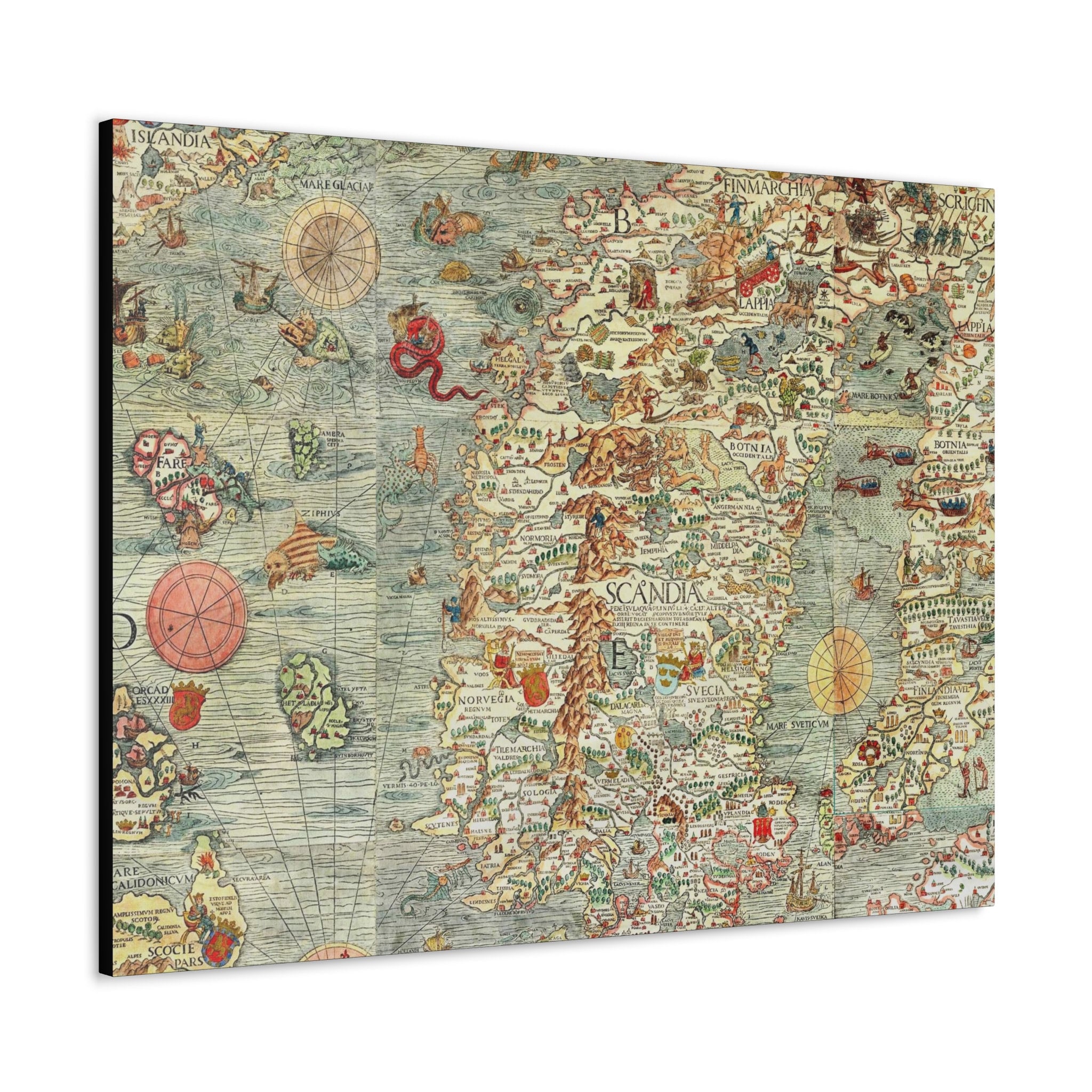 Old Map Scandinavia Wall Art, Old Map Wall Art, Scandinavia Wall Art ...