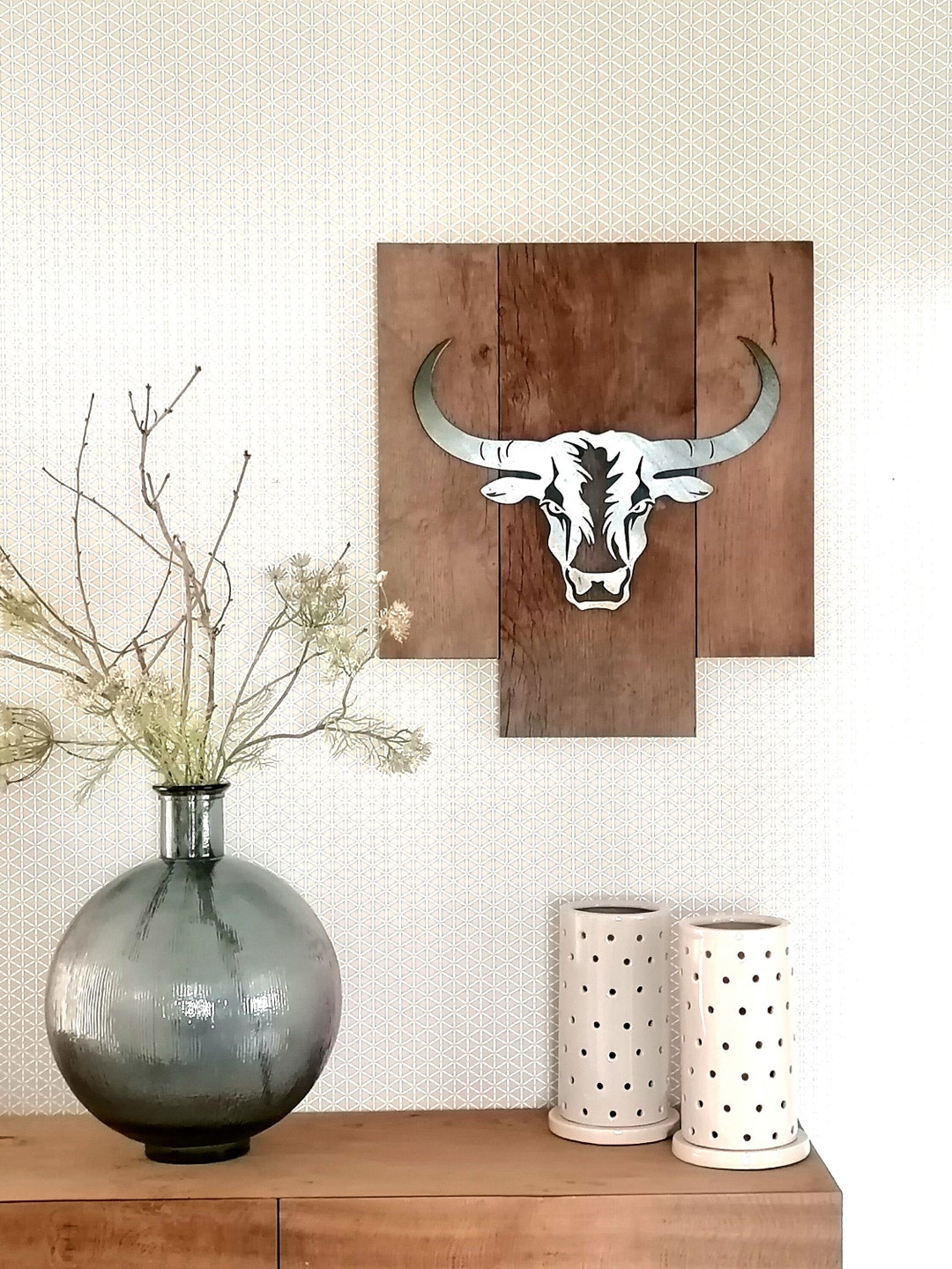 Wooden Picture Longhorn on Old Oak | Wooden Pictures | Galloway | Old ...