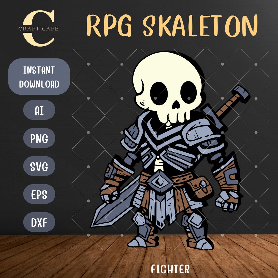 Dnd Skeleton Fighter Svg / DND svg / Rpg Skeleton / Juego svg / Dnd svg ...