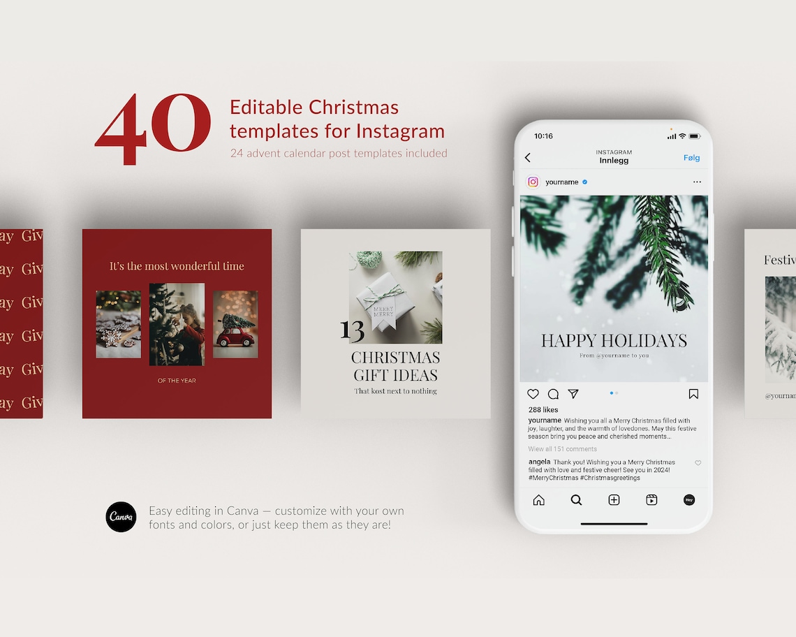 40 Festive Editable Canva Templates | Christmas Marketing Templates ...