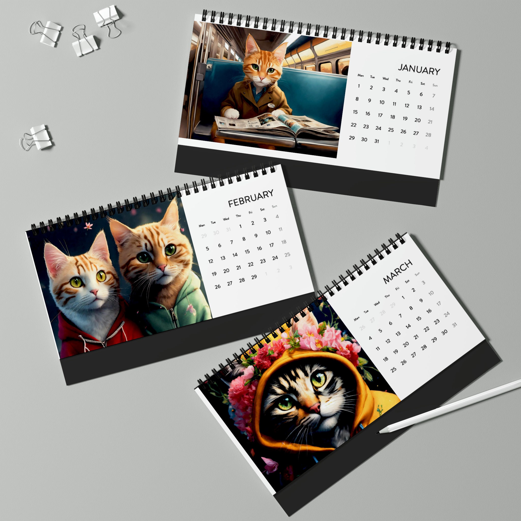 2024 Cats Out and About Calendar Cats in Work Attire Unique Worldly ...