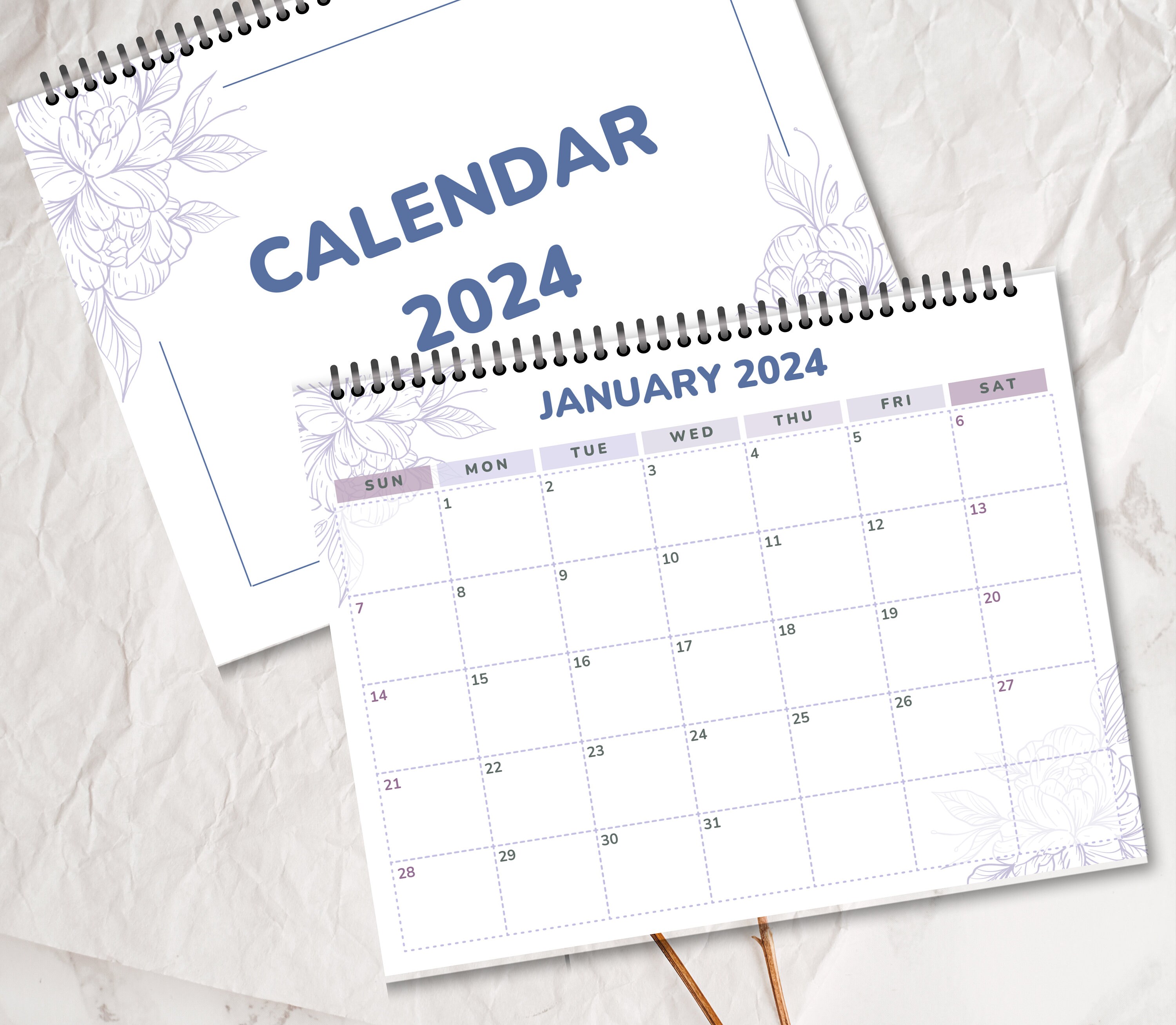 2024 Calendar , Cute Calendar 2024, Printable Calendar 2024 - Etsy