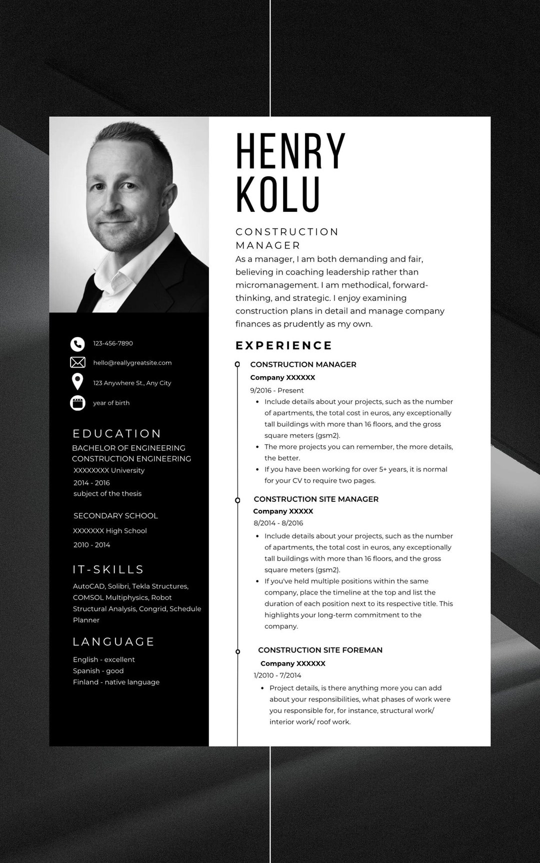 Modern Resume Template for Word and Apple Pages Resume, 1-2 Page Resume ...