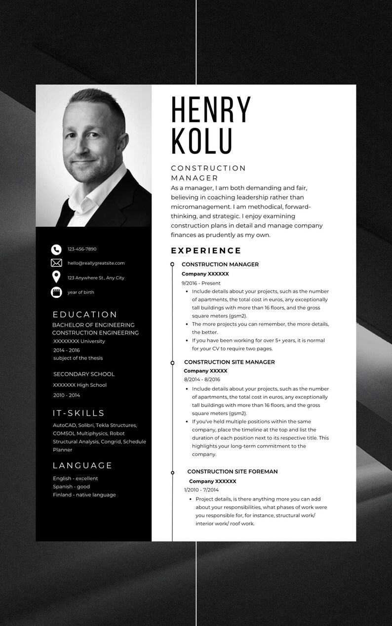 Modern Resume Template for Word and Apple Pages Resume, 1-2 Page Resume ...