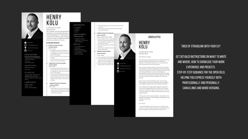 Modern Resume Template for Word and Apple Pages Resume, 1-2 Page Resume ...
