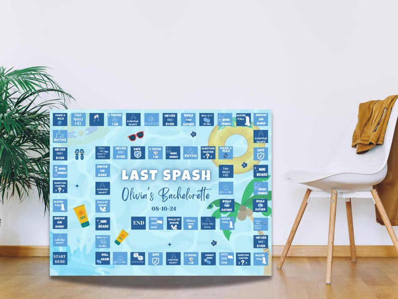 Last Splash Bachelorette Drinking Game: Editable Pool Party Board ...