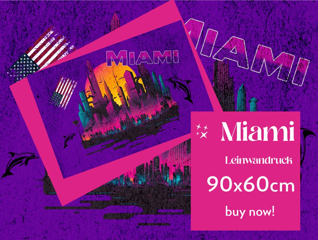 Canvas Miami Colorful - Etsy