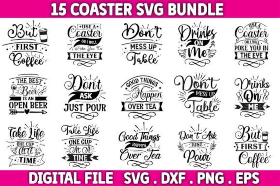 Coaster Svg Bundle, Coaster Svg Design, Alcohol Coasters Svg Bundle ...