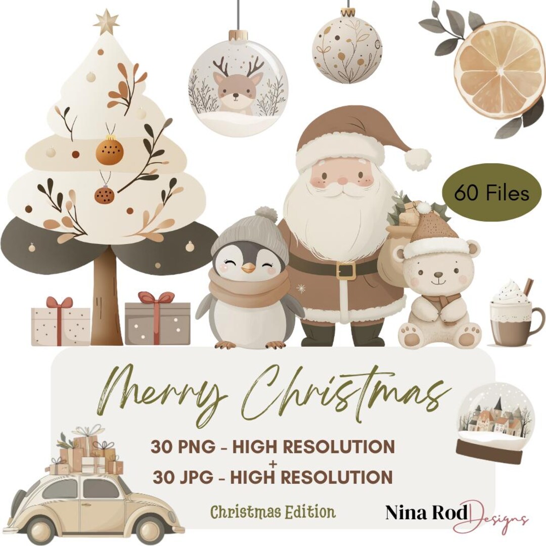 Magical Holiday Art Bundle: 60 Delightful Christmas Graphics Santa ...