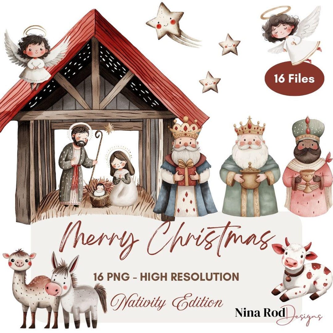 Nativity Clipart Set - 16 High Resolution Png Files - Christmas ...