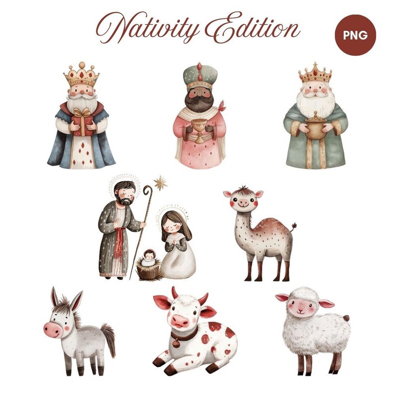 Nativity Clipart Set 16 High Resolution Png Files Christmas Nativity ...