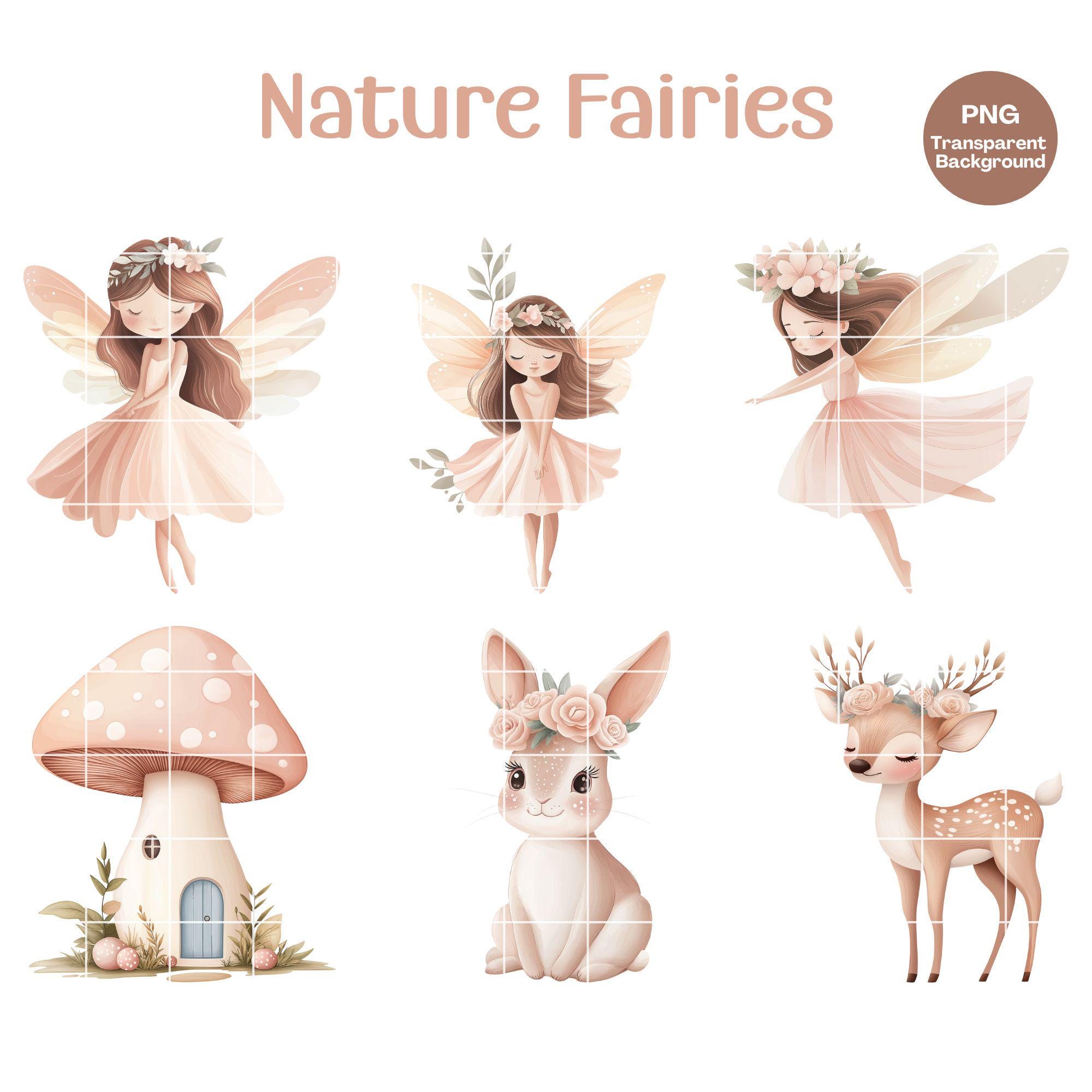 Nature Fairies Clipart Bundle | Whimsical Fairy Tale Elements | Cute ...