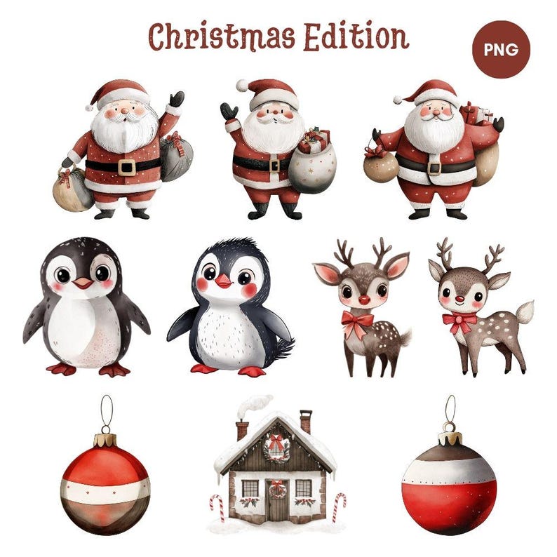 Christmas Clipart Bundle - 60 High Resolution Png & Jpg Files - Santa ...