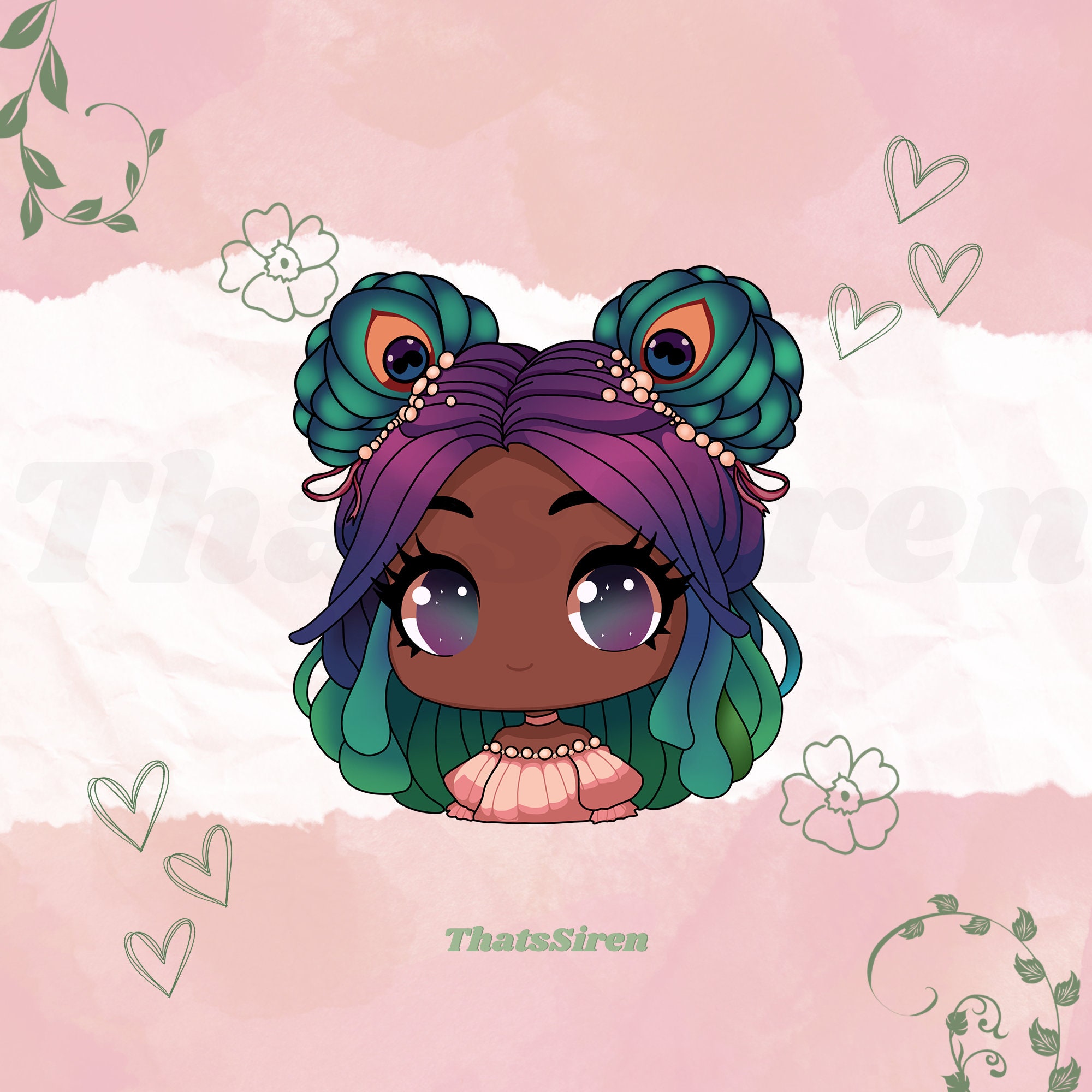 Chibi Peacock Space Buns Icon | Twitch Discord Youtube | Unique ...