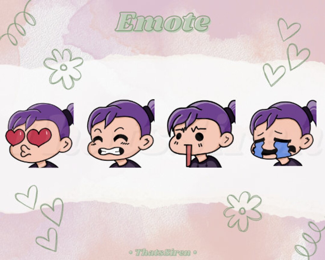 Purple Hair Emote Collection | Expressive Icons for Twitch & More - Etsy