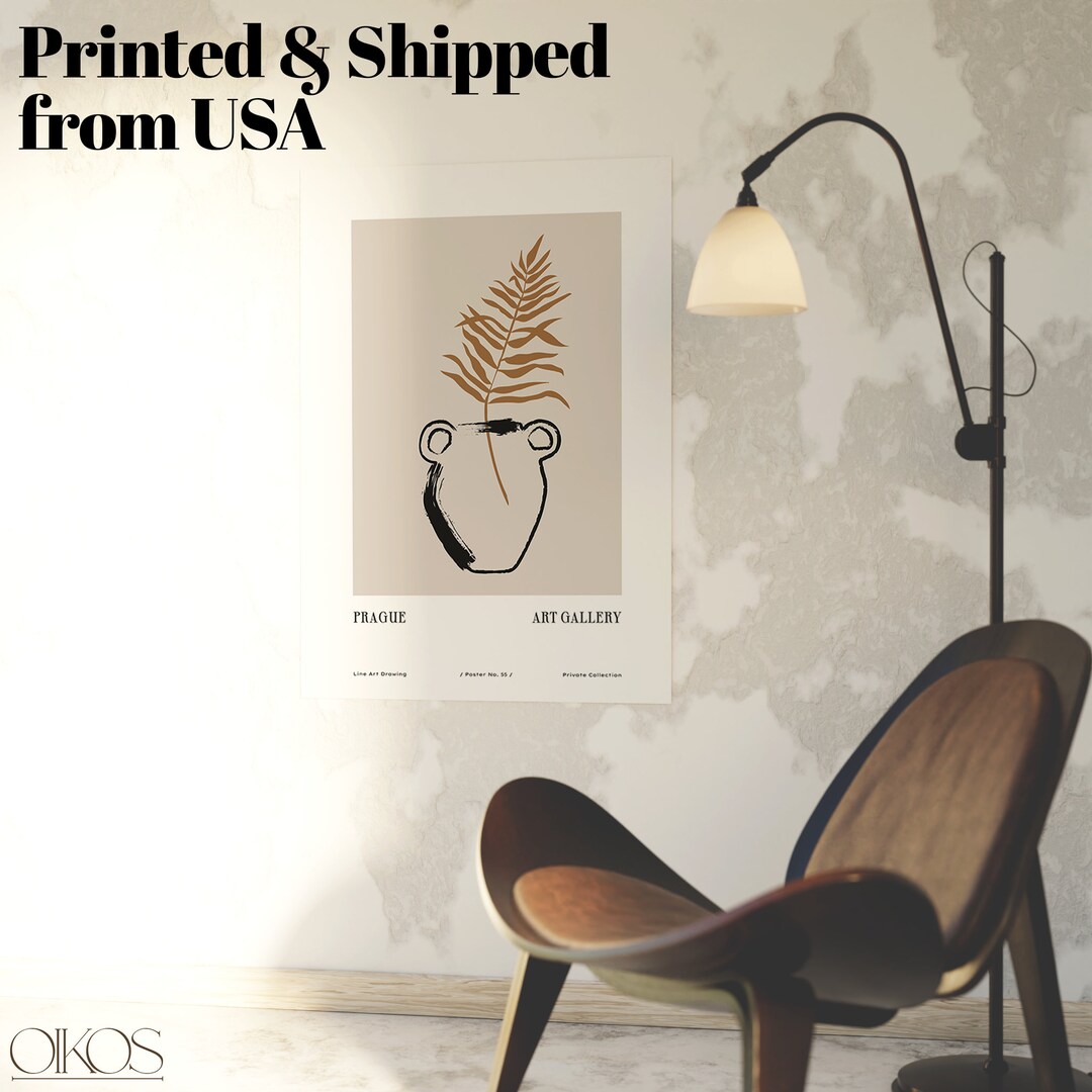 Minimal Design Matte Finish Paper Vase and Leaf Print 8x10 Inch Art ...