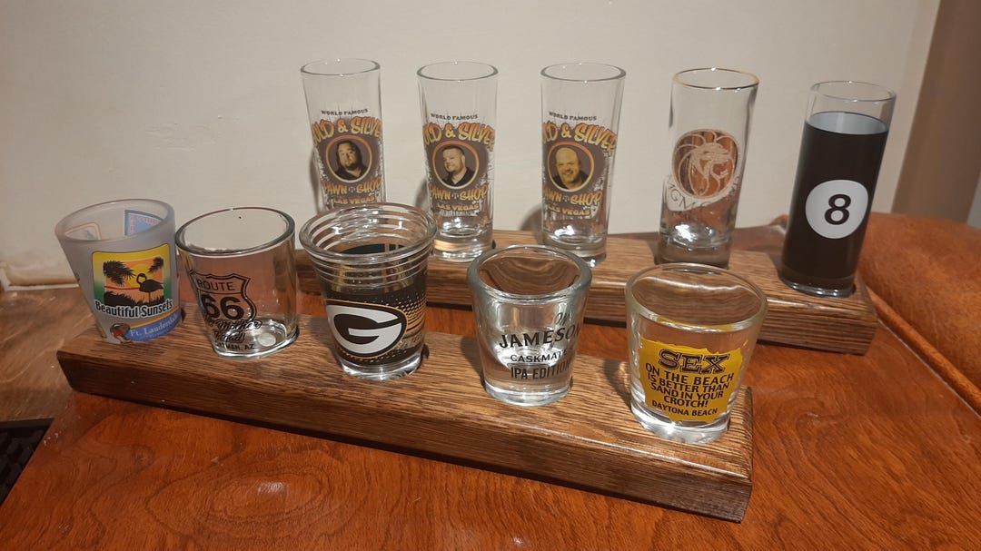 Whiskey Barrel Stave 5 Shot Glass Display - Etsy
