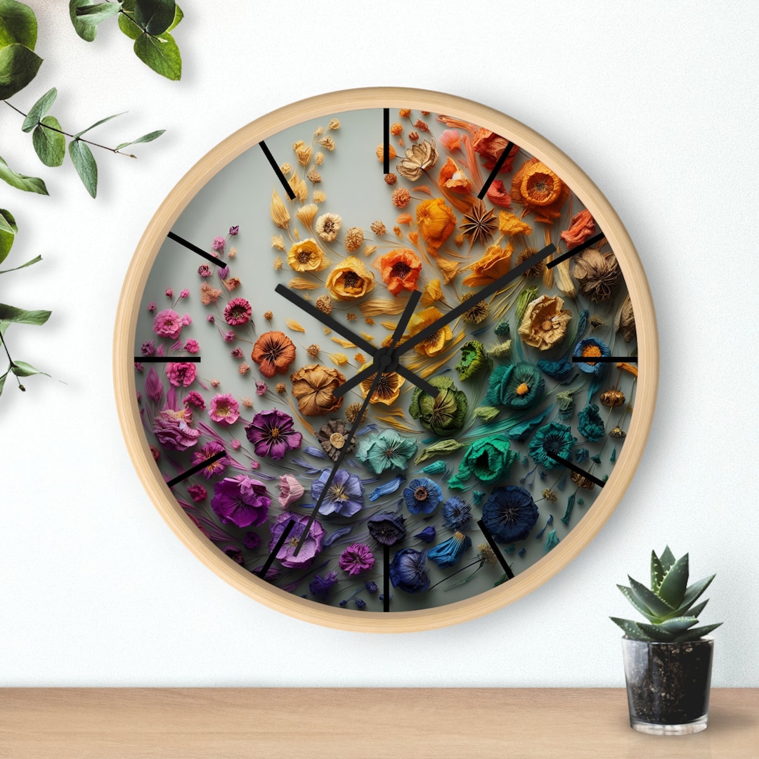 Handmade Floral Wall Clock,flower Wall Clock,dried Flower Clock,flower ...