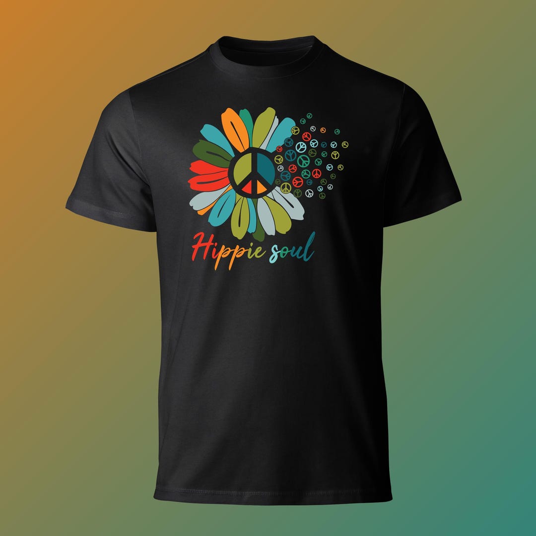 Retro Hippie T-shirt for Peace Festivals - Psychedelic 70s 80s Flower ...