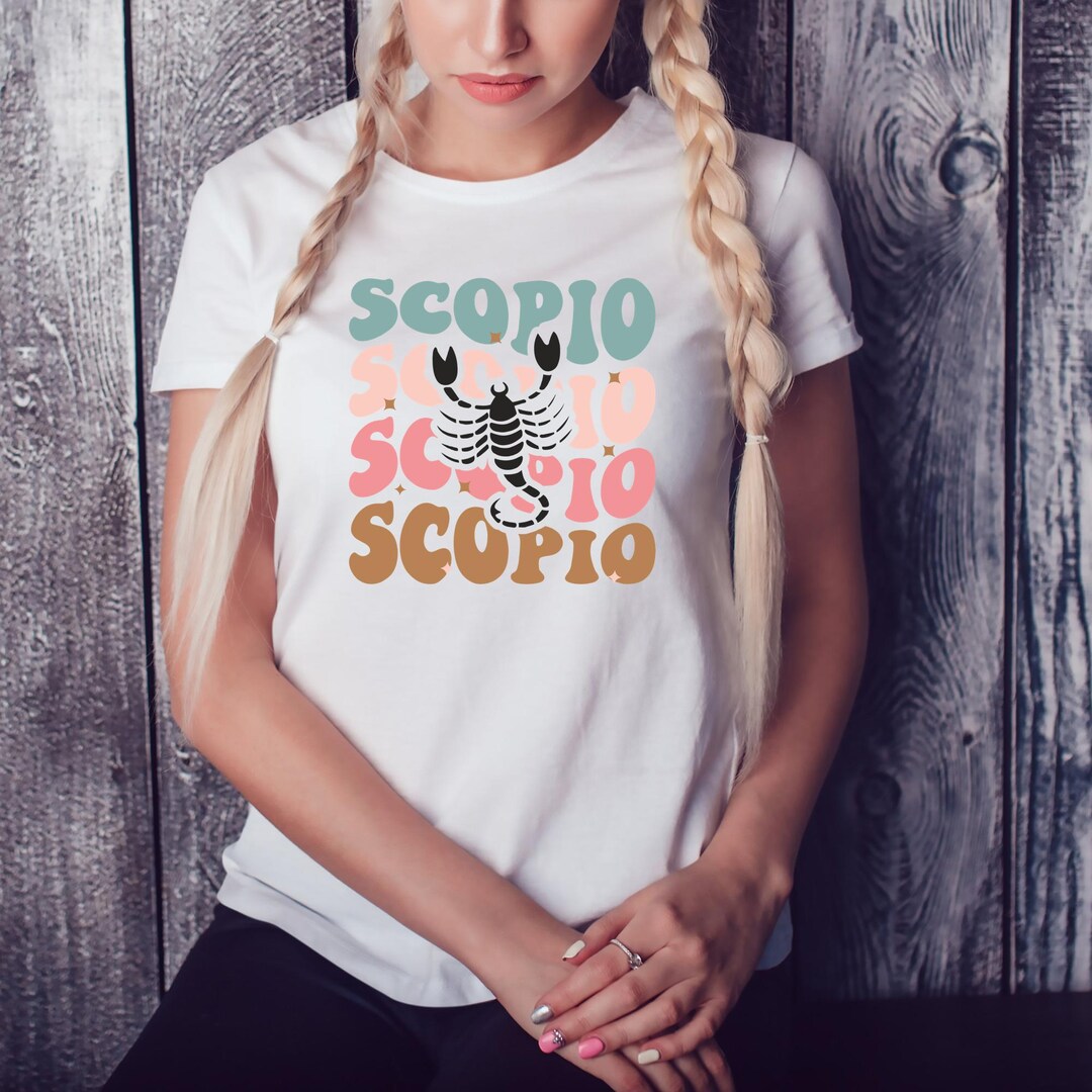 Vibrant Scorpio T-shirt Design With Playful Letters and Cartoon ...