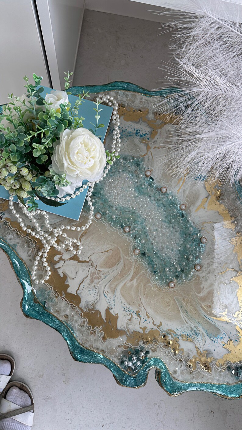 Mother of Pearl Coffee Table Pearl Side Table Lux Resin Coffee Table ...