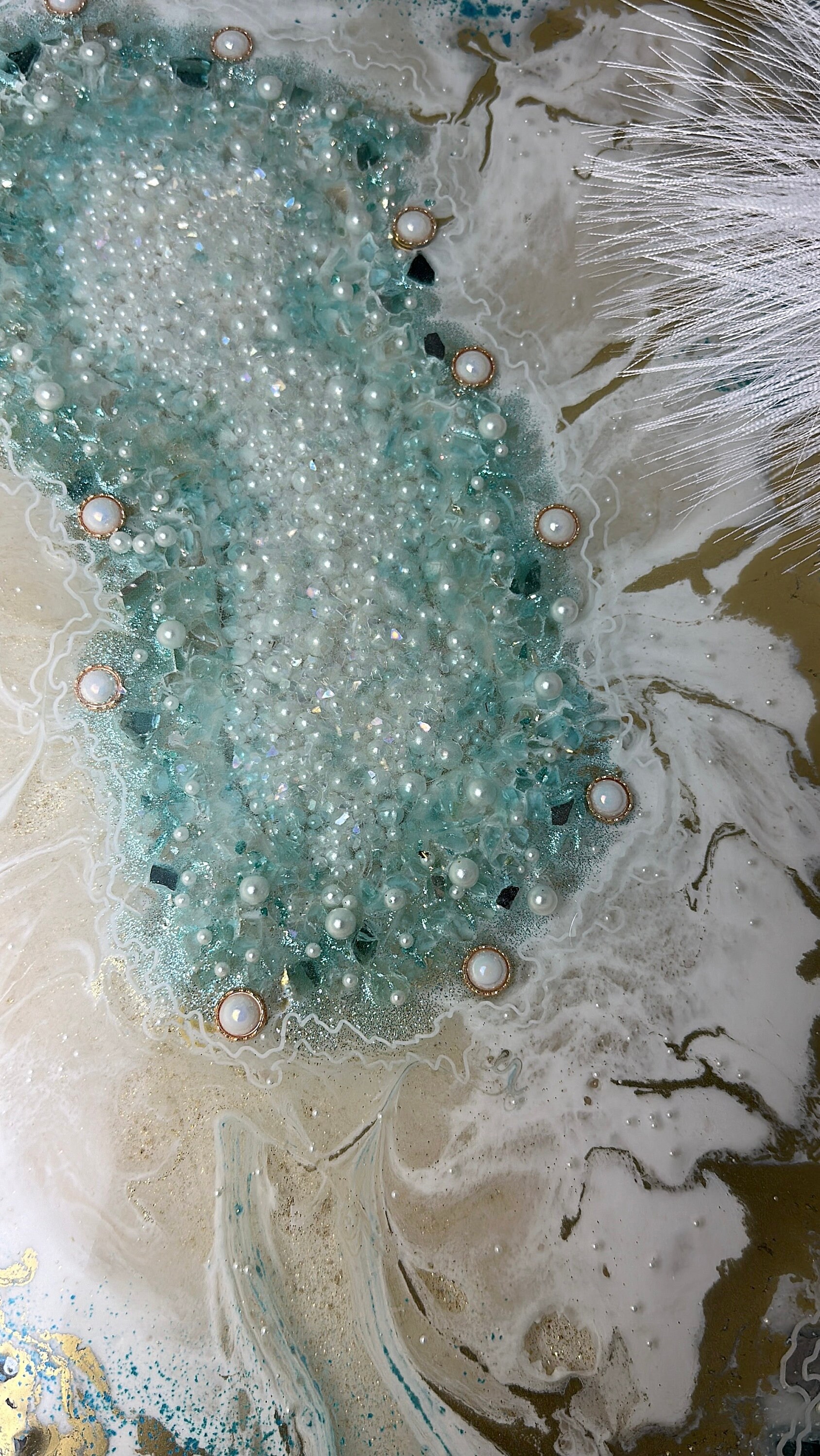 Mother of Pearl Coffee Table Pearl Side Table Lux Resin Coffee Table ...