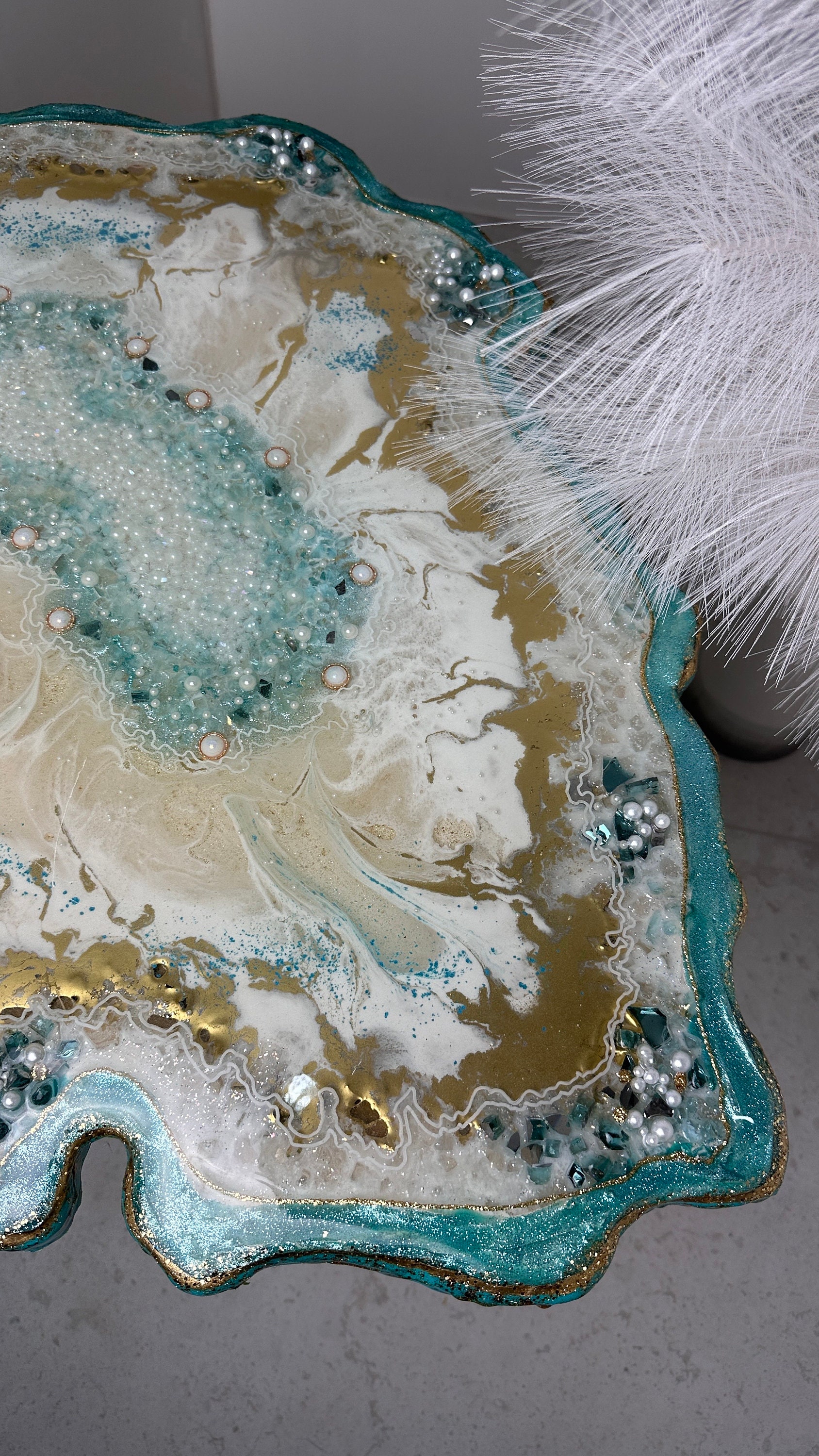 Mother of Pearl Coffee Table Pearl Side Table Lux Resin Coffee Table ...