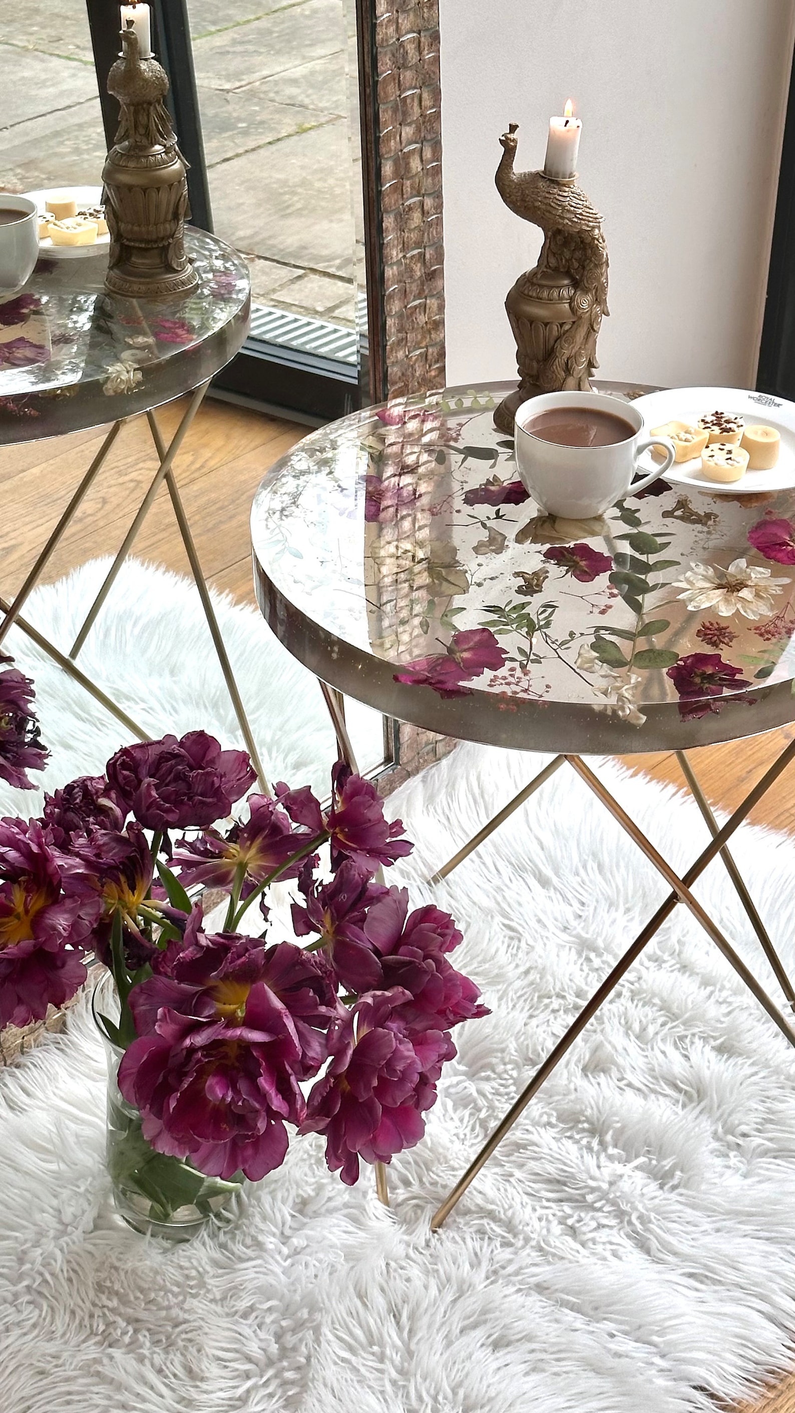 Flower Coffee Table | Floral Side Table | Preserved Flowers Table ...