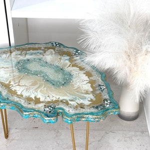Mother of Pearl Coffee Table Pearl Side Table Lux Resin Coffee Table ...