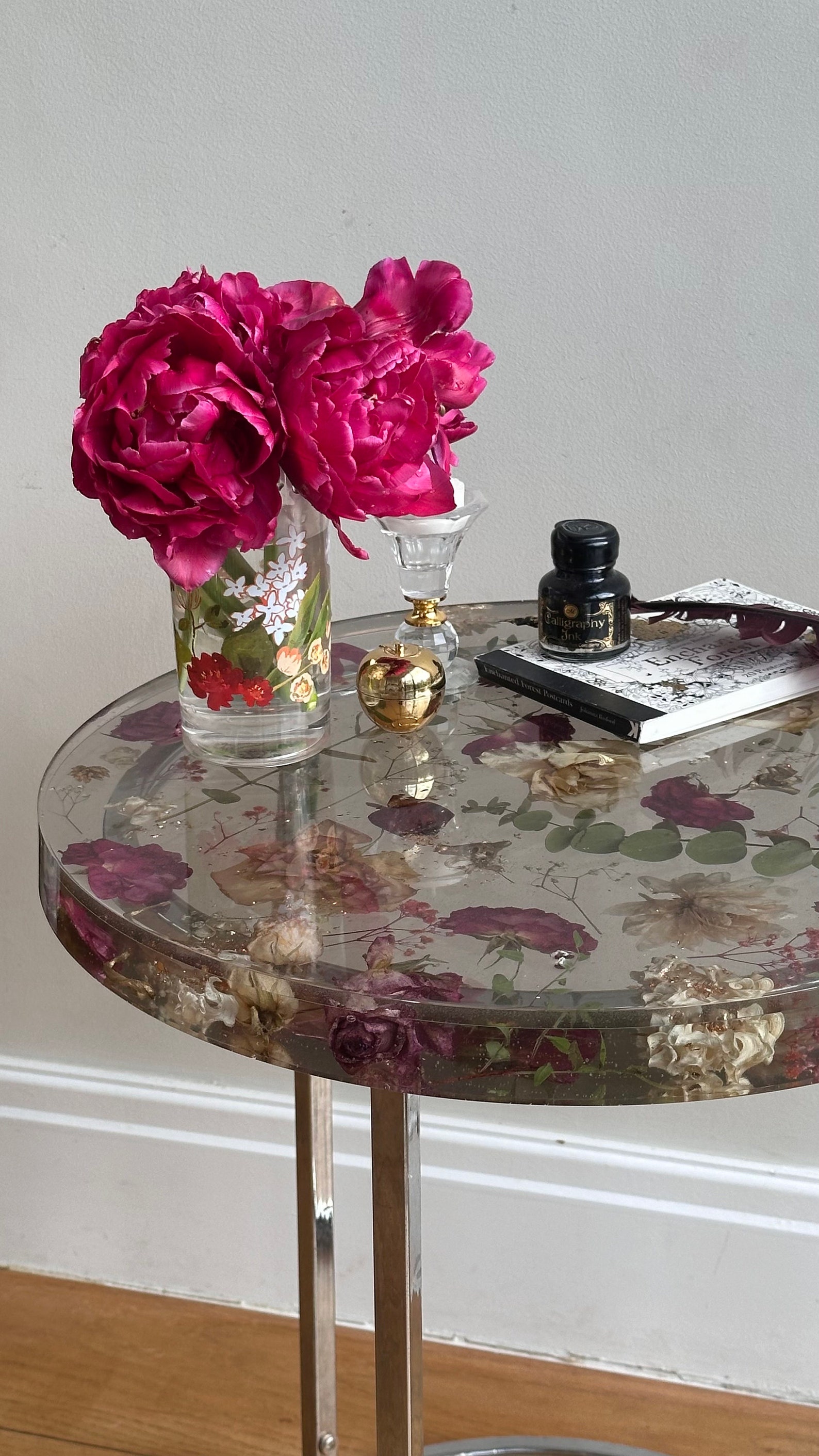 Flower Coffee Table | Floral Side Table | Preserved Flowers Table ...