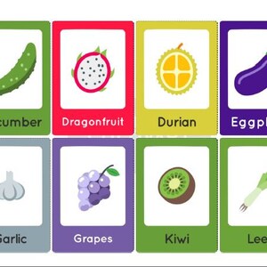 50 Fruits & Vegetables Rainbow Educational Printable Cards for ...