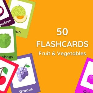 50 Fruits & Vegetables Rainbow Educational Printable Cards for ...