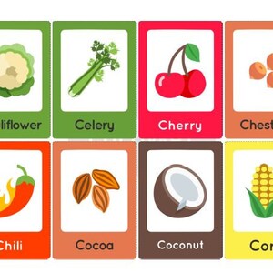 50 Fruits & Vegetables Rainbow Educational Printable Cards for ...