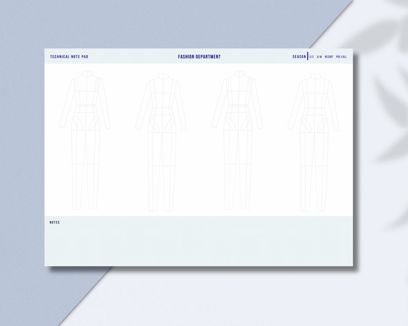 A4 Technical Sketch Outline, Fashion Flats, Fashion Template, WFH ...