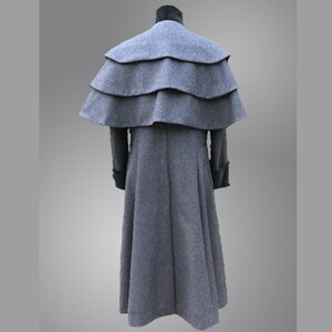 New Gray Coachman's 3 Layers Cape the Garrick Wool Long Coat - Etsy