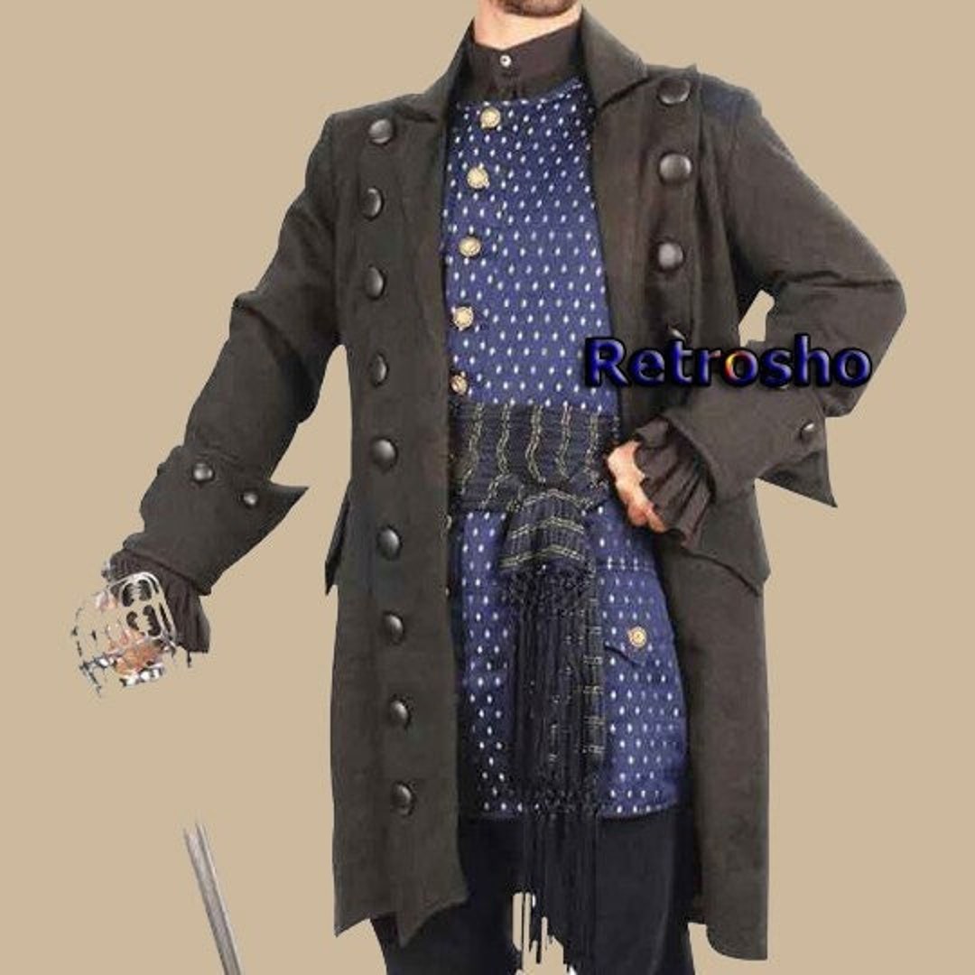 Men's Deluxe Pirate Jacket With Pockets Costume,mens Pirate Coat ...