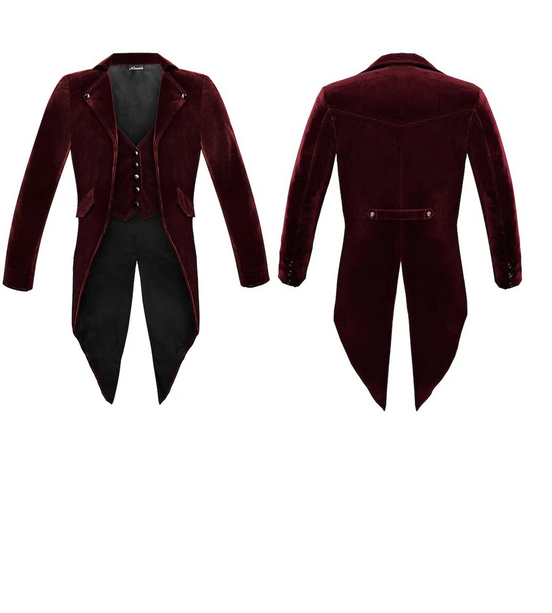 Mens Steampunk Regency Tailcoat Velvet Jacket Gothic Victorian Coat Men ...