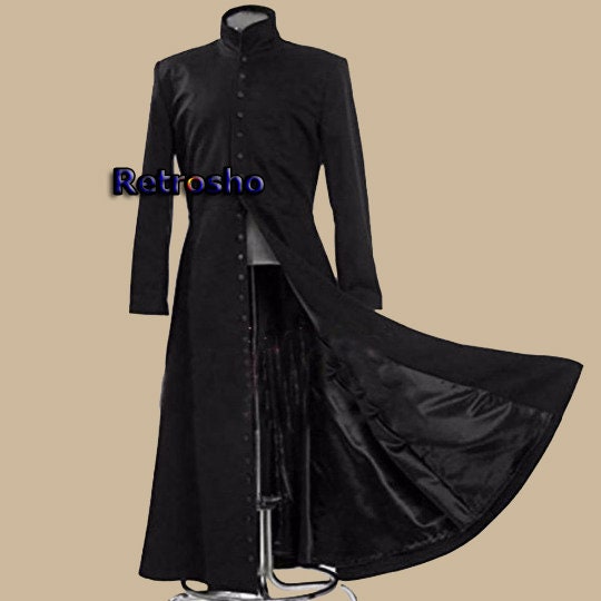 Neo Matrix Heavy Duty Cotton Keanu Reeves Black Gothic Cosplay Trench ... Neo Matrix Heavy Duty Cotton Keanu Reeves Black Gothic Cosplay Trench ...