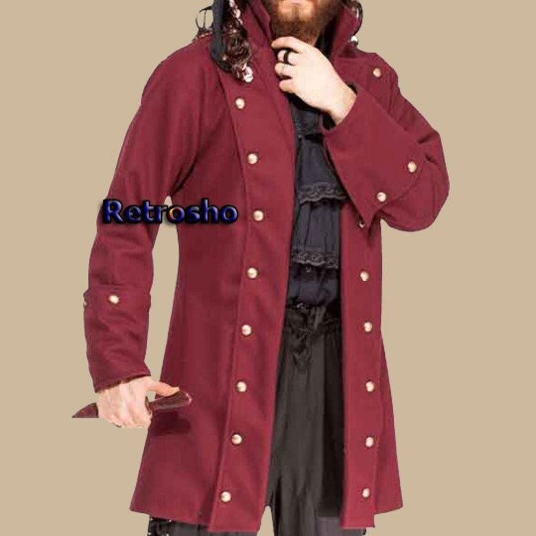 Men's Deluxe Pirate Jacket With Pockets Costume,mens Pirate Coat ...