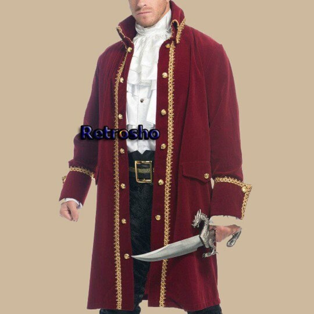 Men's Deluxe Pirate Jacket With Pockets Costume,mens Pirate Coat ...