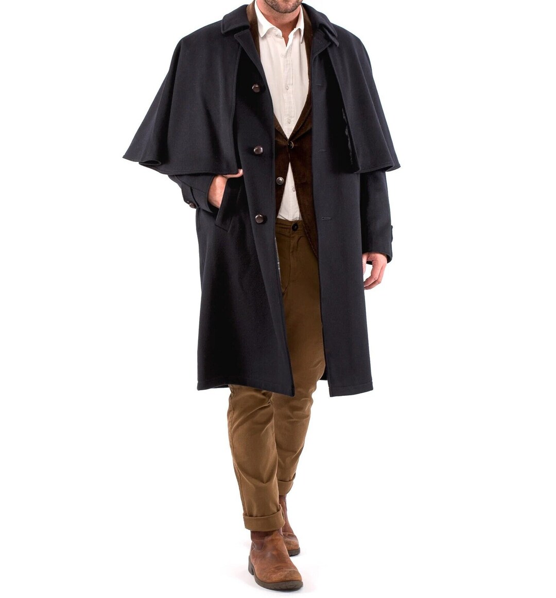 Men's Black Wool Duster Coat,men's Duster Coat,men's 1901 Cloak Custom ...