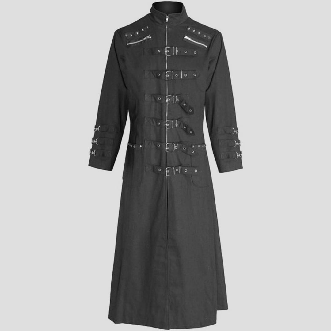 Men's Gothic Long Coat Goth Uniform Bondage Long Coat, Men's Gothic ...